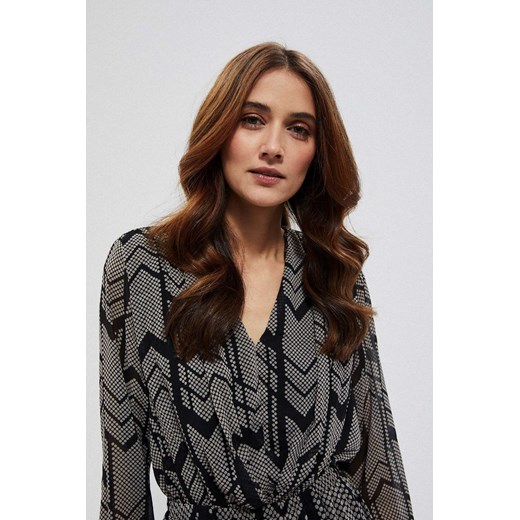 Sukienka Moodo.pl midi z długim rękawem kopertowa