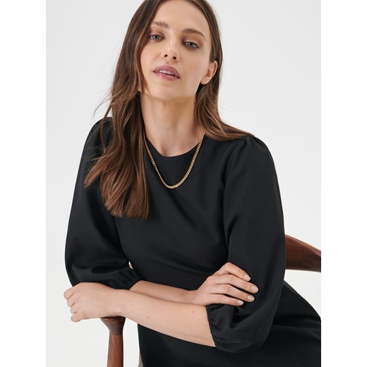 Sinsay - Sukienka mini z bufiastymi rękawami Czarny