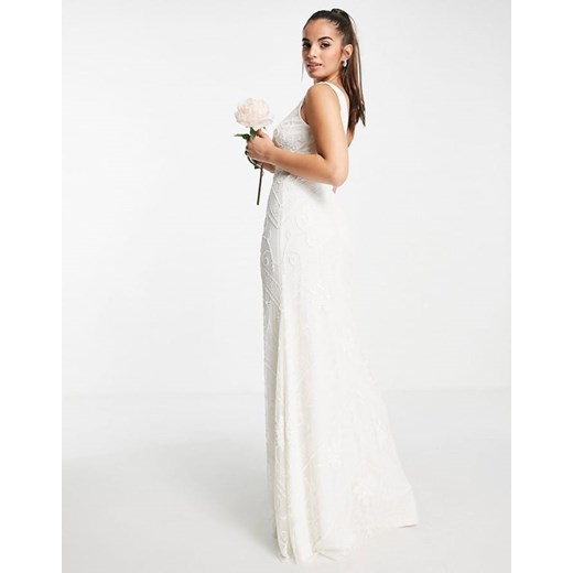 FROCK AND FRILL Śmietankowa zdobiona suknia (36) SUPELO FROCK AND FRILL Śmietankowa zdobiona suknia (36) SUPELO