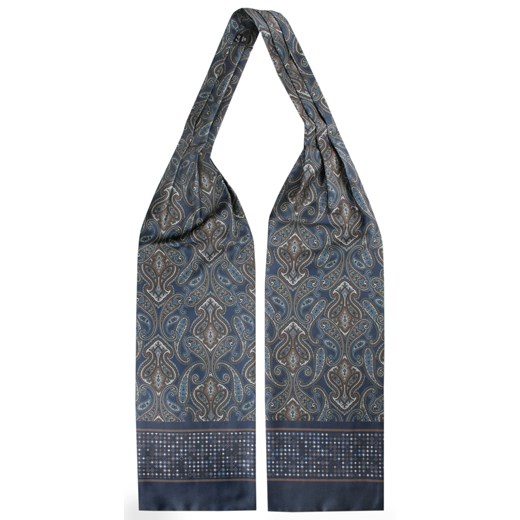Fular Męski Elegancki Jedwabny, Granatowo-Brązowy w Paisley, Łezki -HIS ...