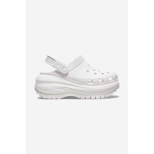 Crocs klapki Classic Mega Crush Clog damskie kolor biały na platformie PRM