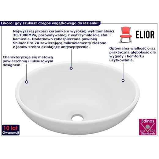 Biała ceramiczna umywalka łazienkowa - Likoro Elior Edinos.pl