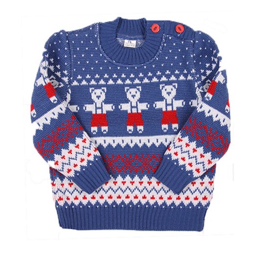 sweterek w misie kids-showroom-pl niebieski jesień