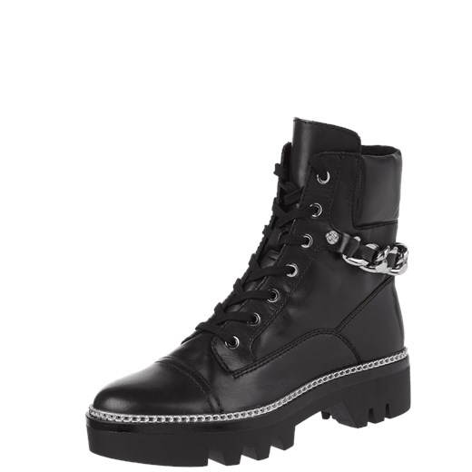 Workery damskie Guess na zamek jesienne casual na słupku skórzane