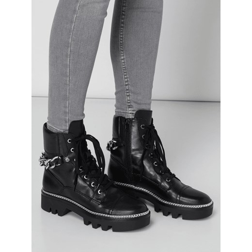 Workery damskie Guess na zamek jesienne casual na słupku skórzane