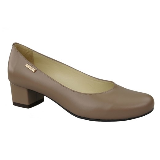 Czółenka szare Jankobut bez wzorów ze skóry na obcasie bez zapięcia